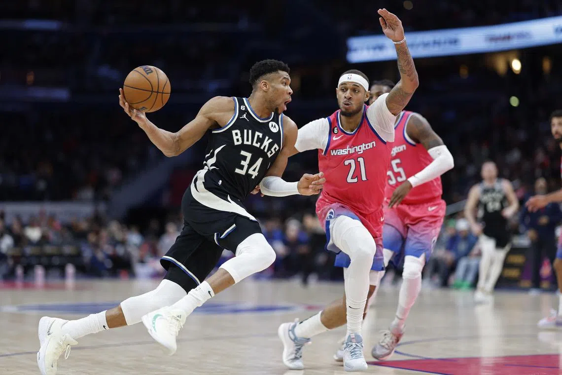 Basketball: Antetokounmpo's triple-double lifts Bucks past Wizards | The Straits Times