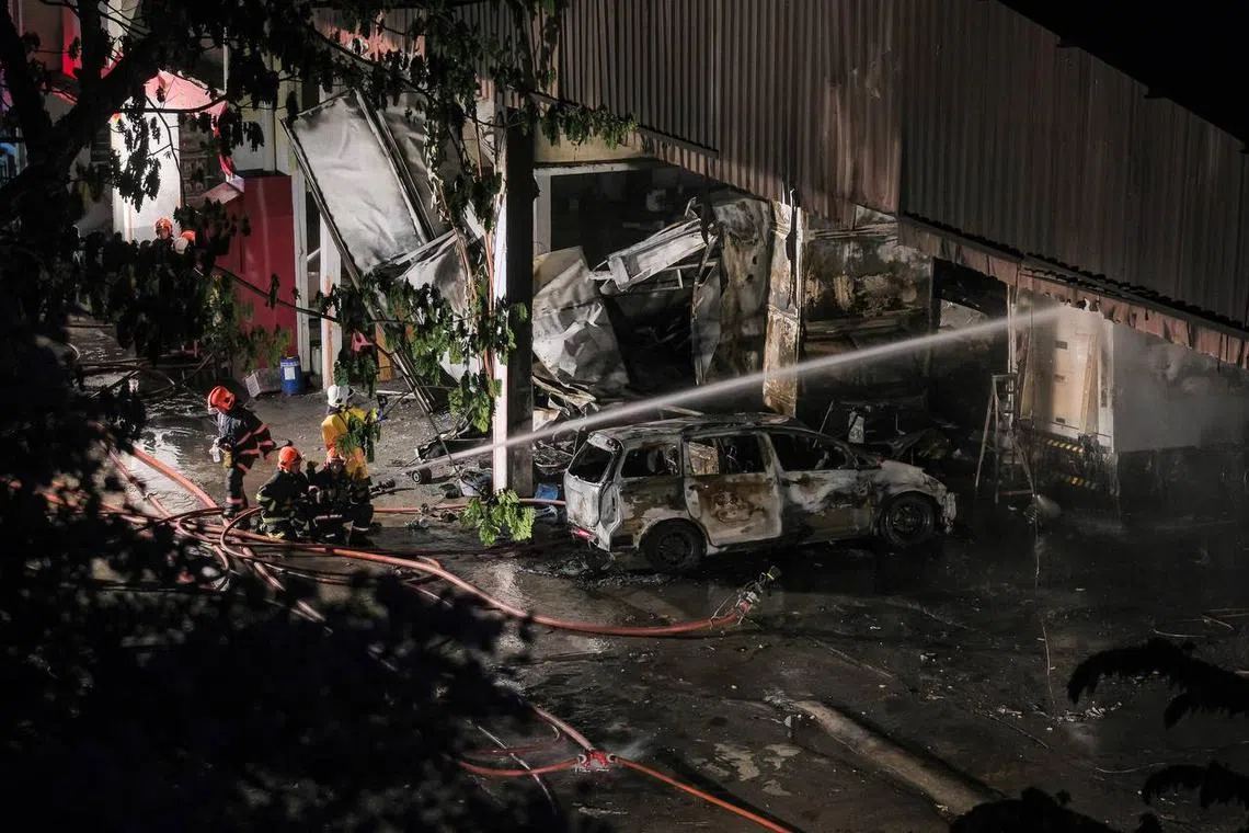 Defu Lane vehicle workshop fire started after spray-painting motor ...