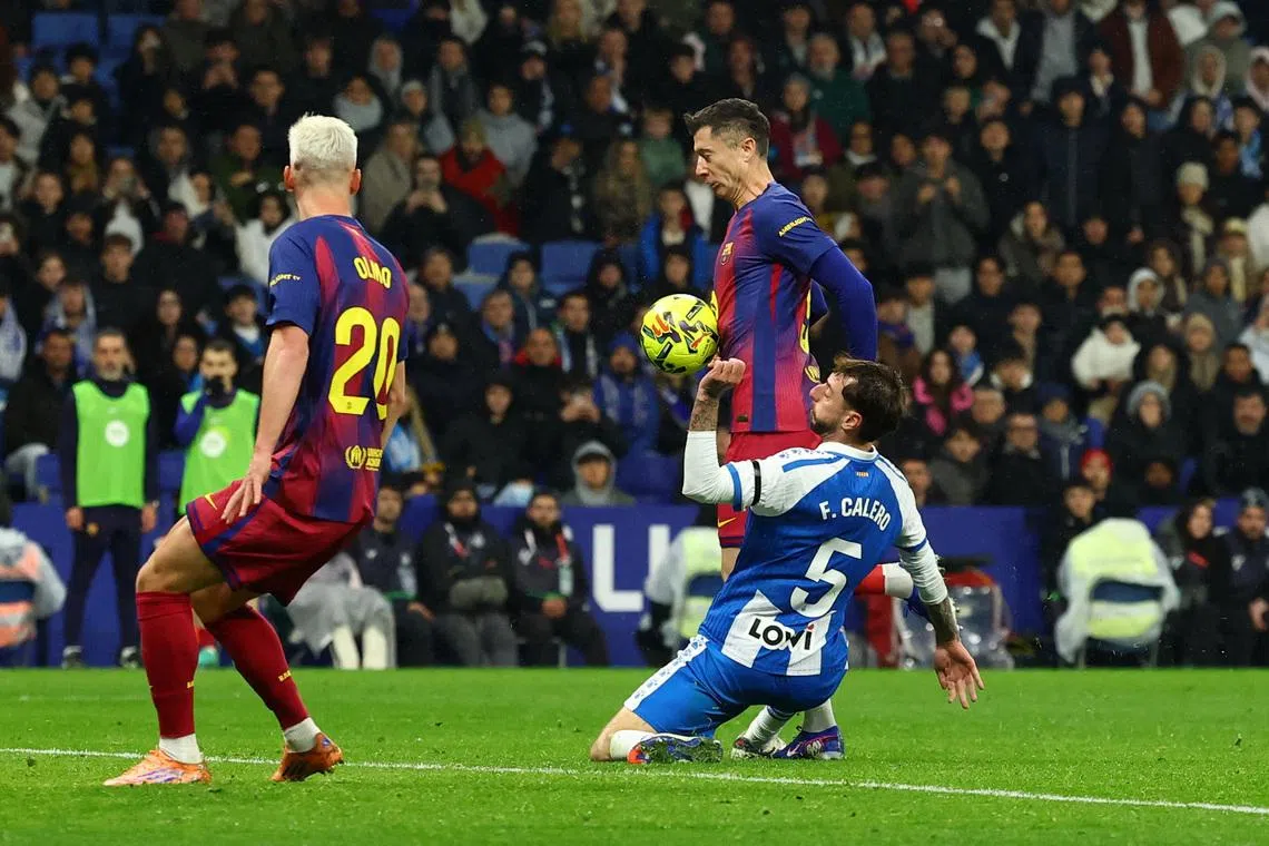 Late Olmo and Lewandowski goals give Barca 2-0 dramatic win at Espanyol ...