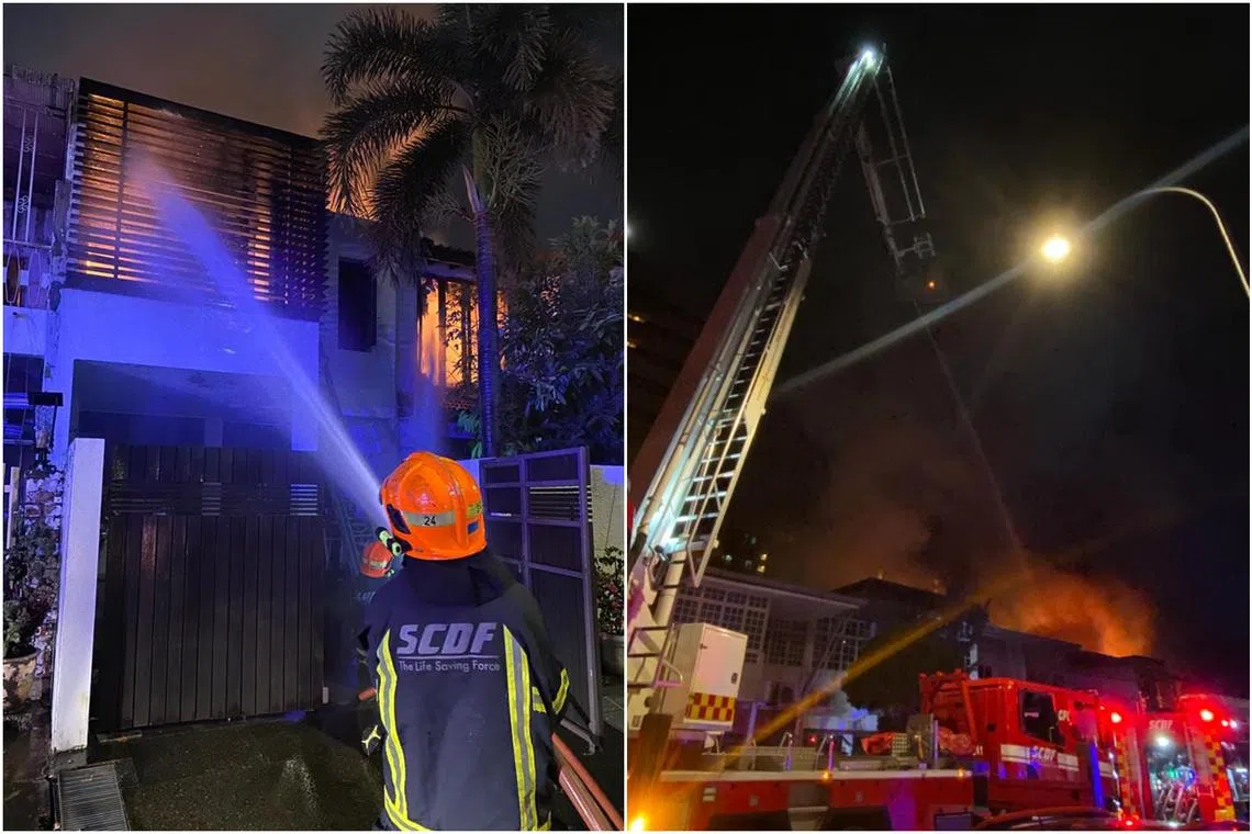 About 20 people evacuated after fire at terrace houses in East Coast ...