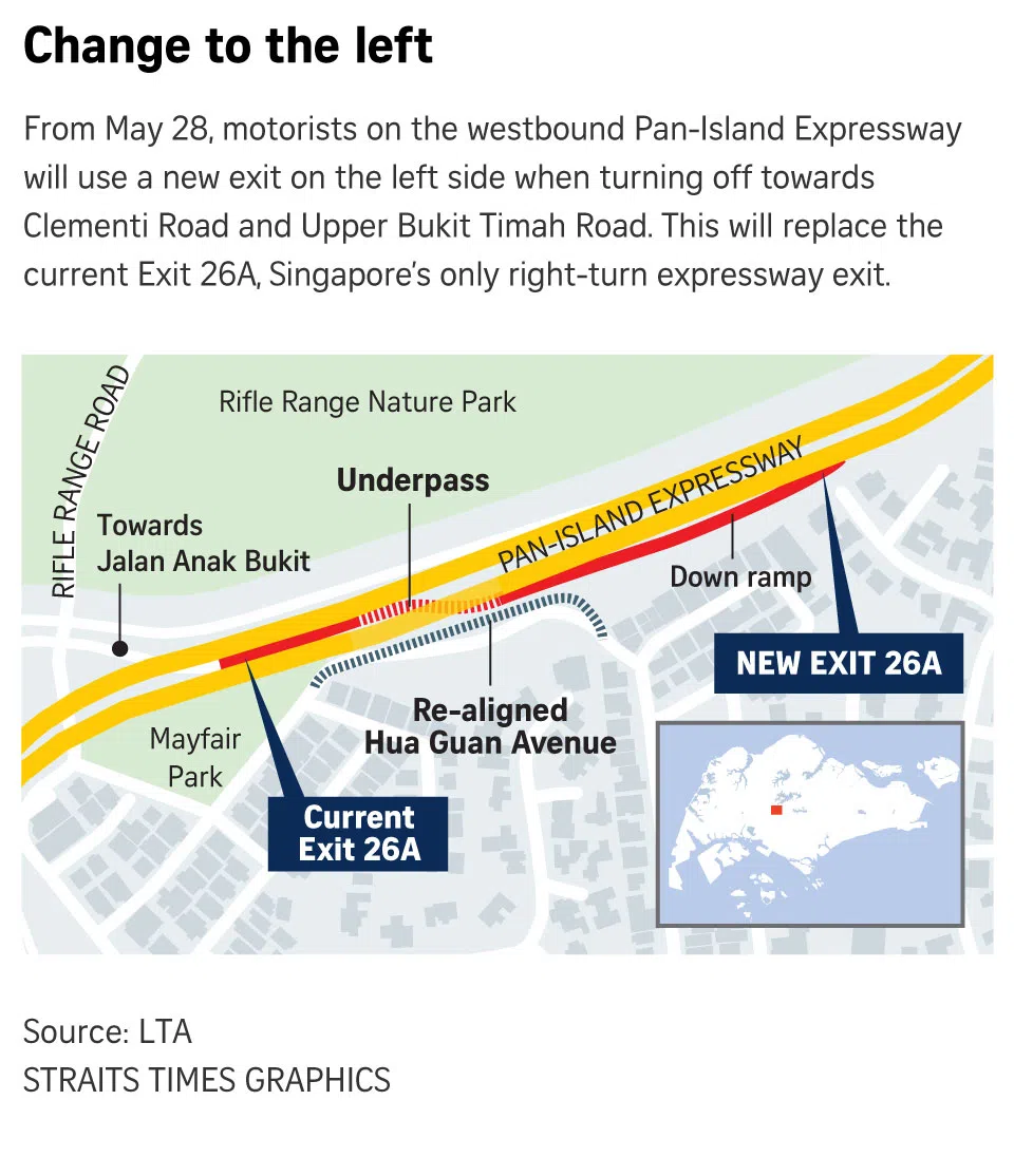 Right-turn exit on PIE to be replaced with new left exit on May 28 ...