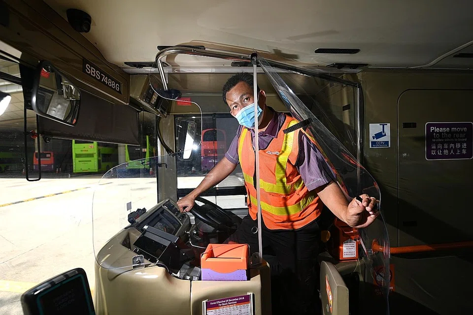 SBS Transit to try out plastic shields to protect bus drivers | The New ...