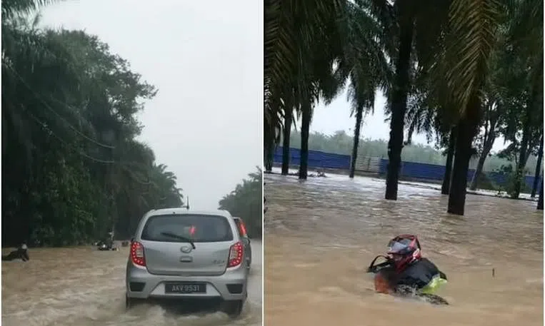 Motorcycle convoy from Singapore caught in Johor flood | The New Paper