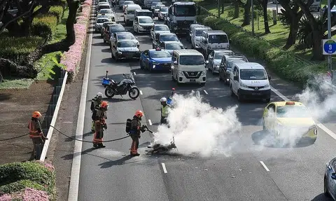 Two taken to hospital after bike..., Latest News - The New Paper