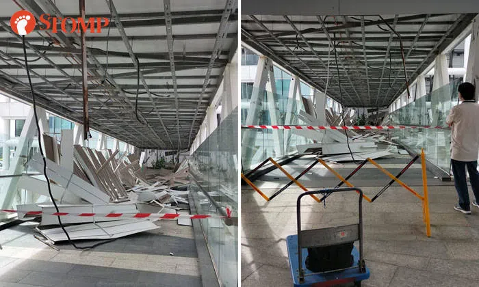 JTC investigating after ceiling panels collapse at Fusionopolis One ...