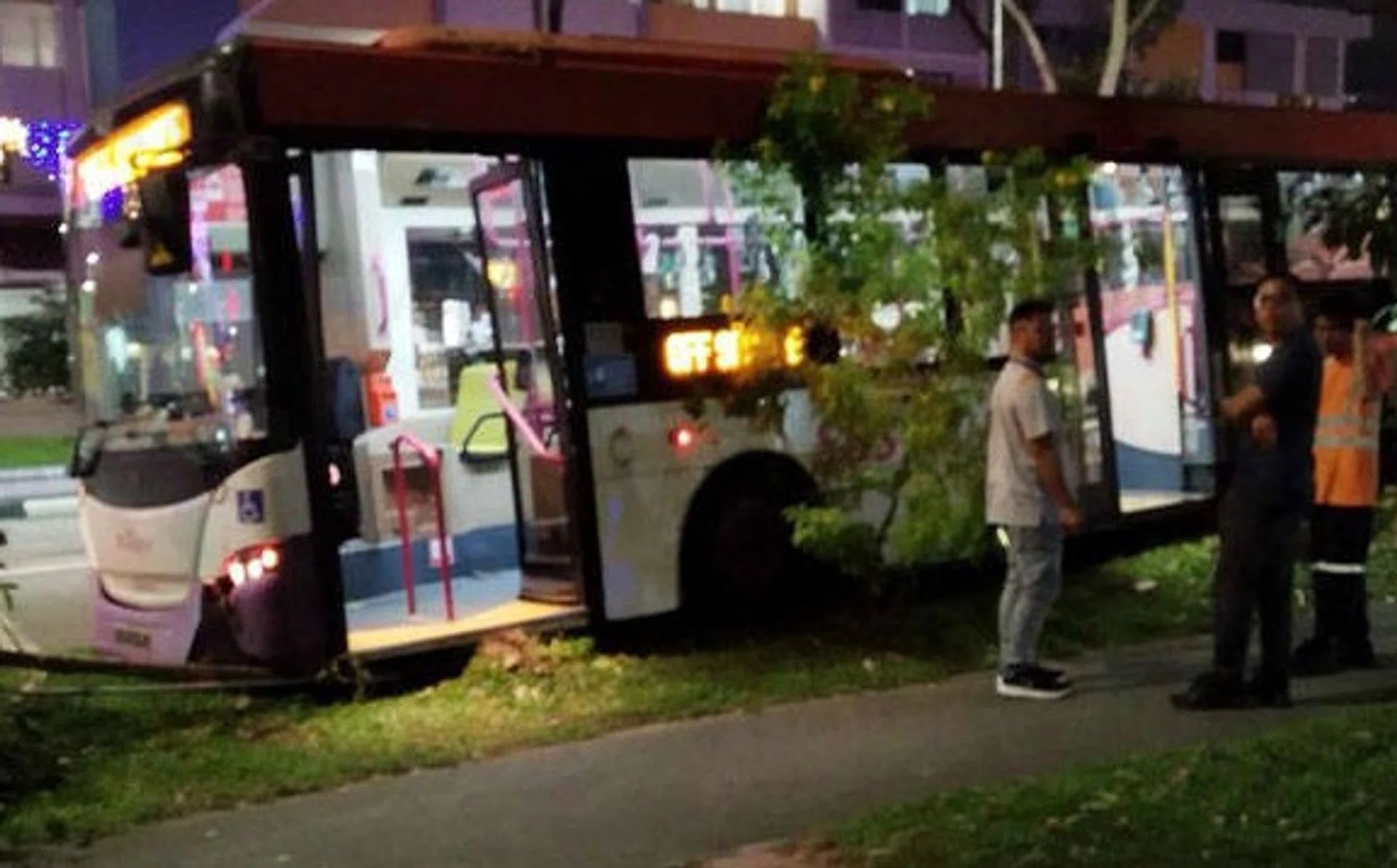 Bus mounts kerb and hits tree at Bedok North | The New Paper