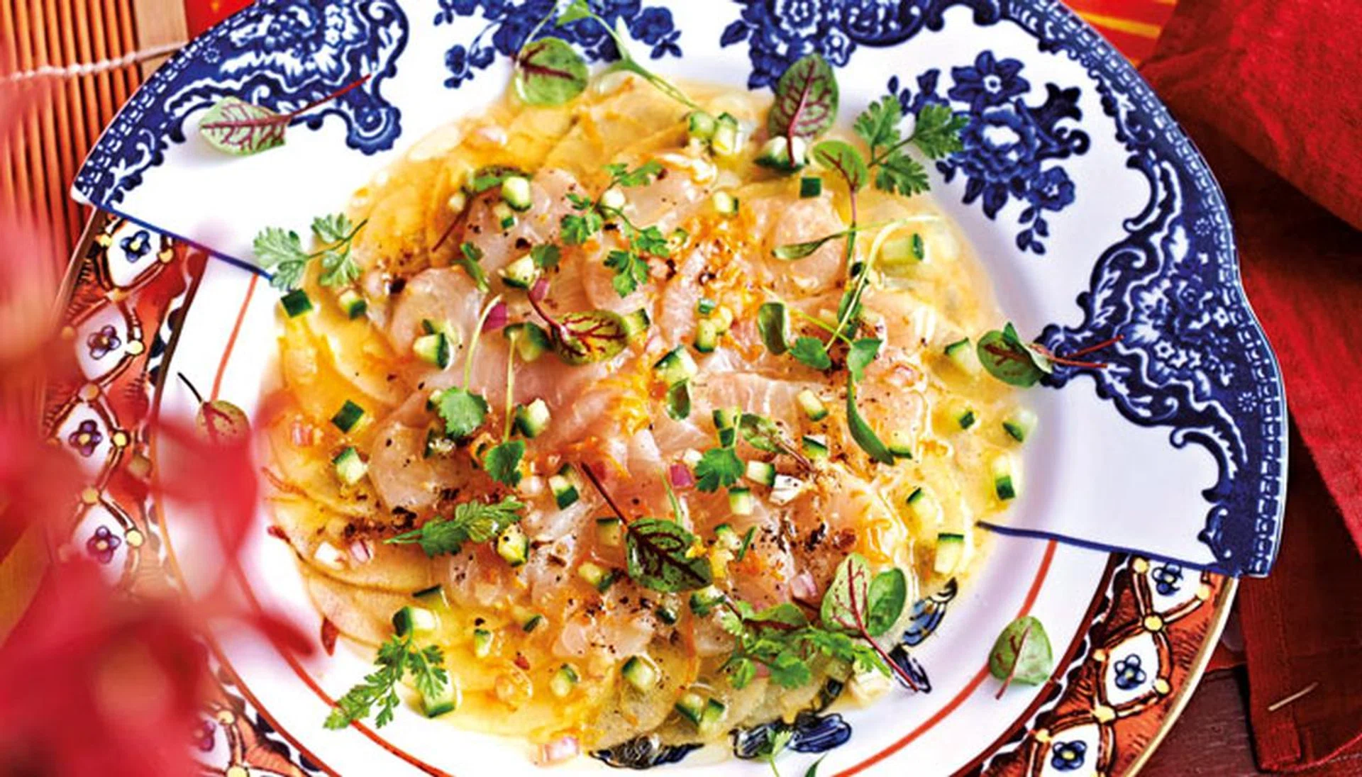 Kingfish Carpaccio And Apple With Orange Ginger Dressing - The ...