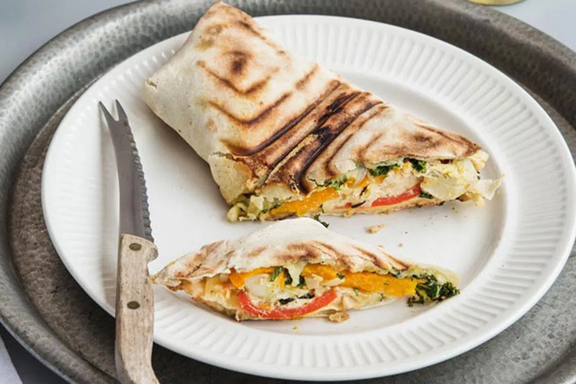 Make-Ahead Toasted Wrap With Roasted Vegetables And Cheese - The ...